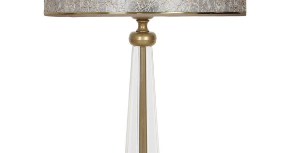 Gard Statik Eskitme Dikey Kristal Abajur - Gold Şeritli Sarı Kırçıl